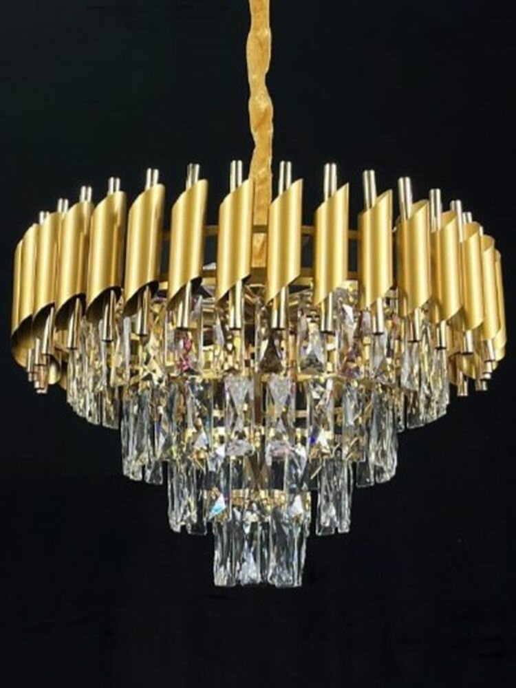 Люстра каскадная Crystal 500, цвет золото, цоколь E14 7 шт.