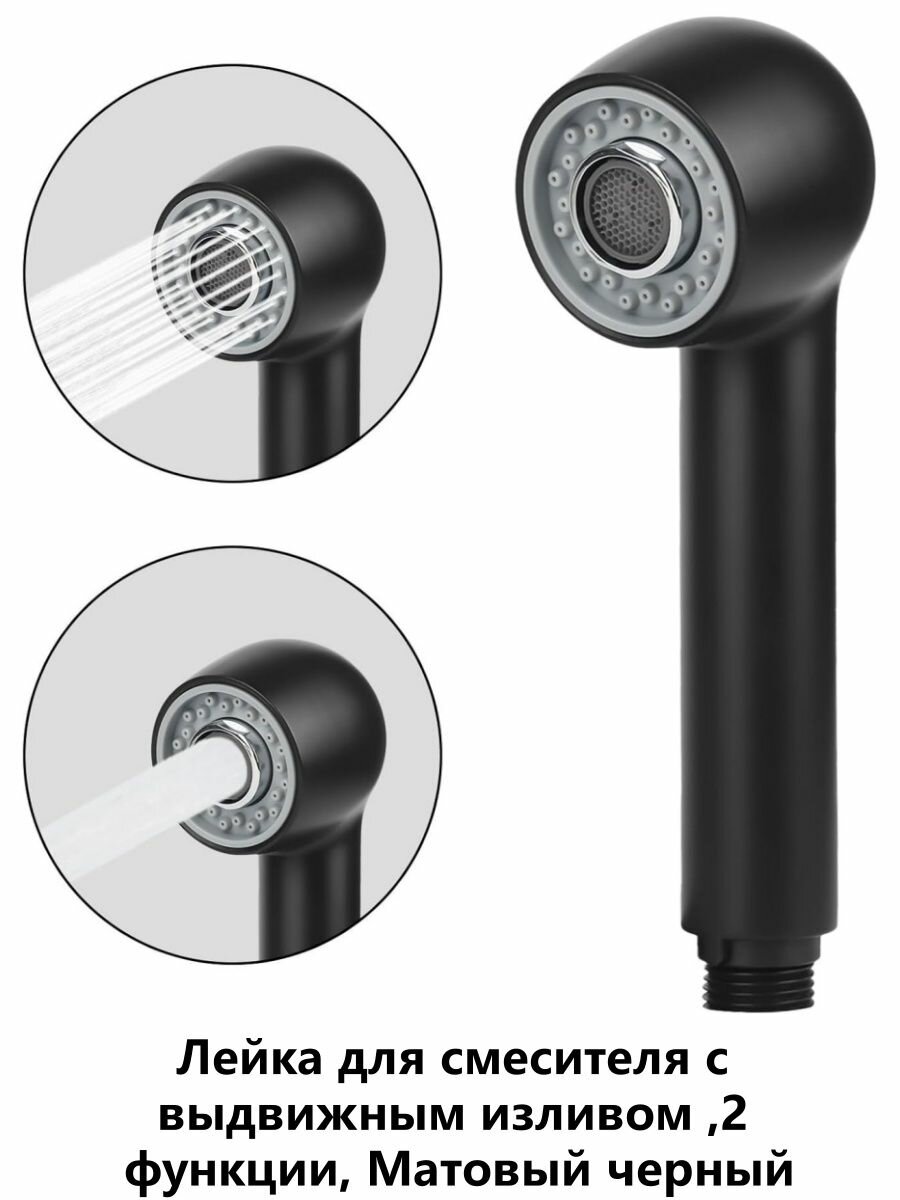 Лейка для кухонного смесителя (выдвижная) 2-х режимная, парикмахерская лейка ROBERN F26 1C, насадка для душа животных, Матовый черный