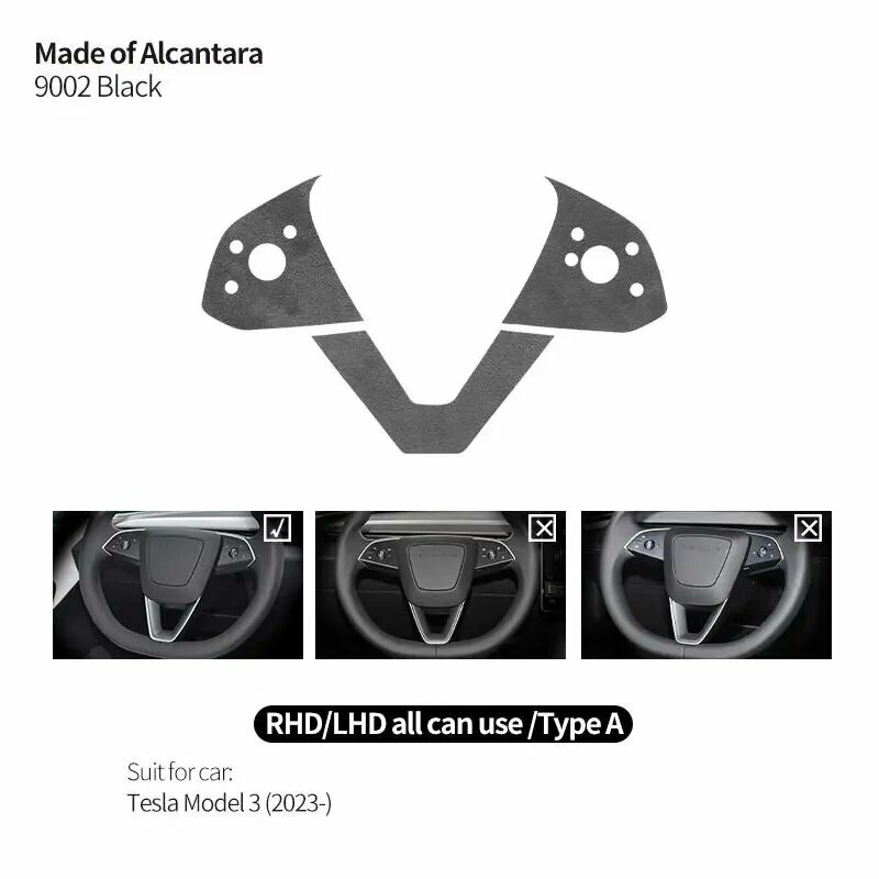Наклейка на руль из алькантары, для Tesla Model3 Highland ModelY 2024-up, аксессуары внутренней отделки автомобиля.