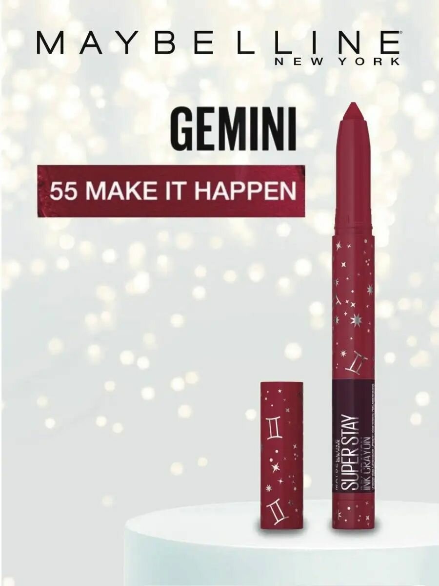Maybelline New York Superstay Ink Crayon Gemini Суперстойкая помада-стик для губ оттенок 55 make it happen