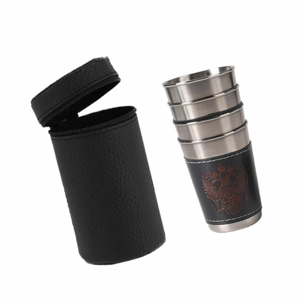 Портативный кожаный чехол для стопок, 180ML