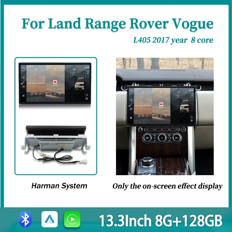 13,3-дюймовый Android 14 для Range Rover Vogue L405 2013-2017 Мультимедийный плеер Радио Carplay Автоматическое удержание оригинального меню L405 Harman 128G