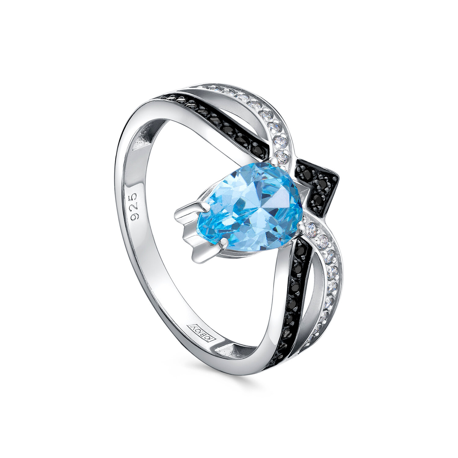 Кольцо, серебро, 925 проба, фианит