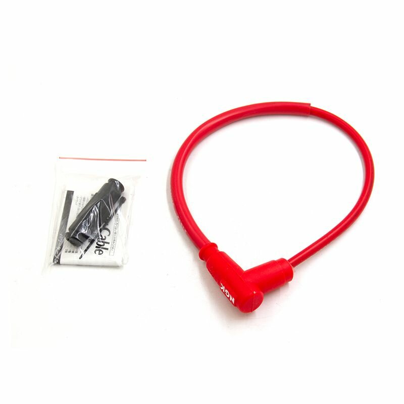 Насвечник мото угол 90, силиконовый +бронепровод "NGK" (Красный/Черный) на мотоцикл / мопед и скутер