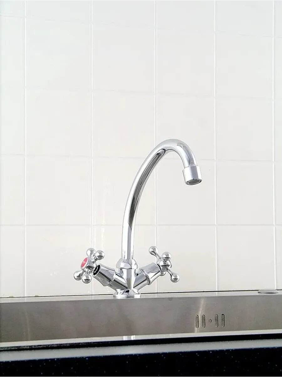 Cмеситель для кухни двухвентильный кран для мойки