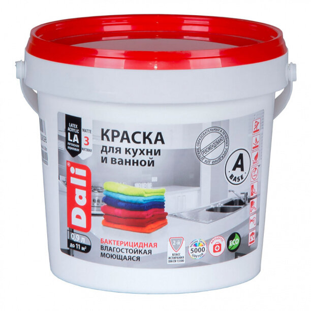 Краска для ванной и кухни латексная Dali Professional белая 0,9 л