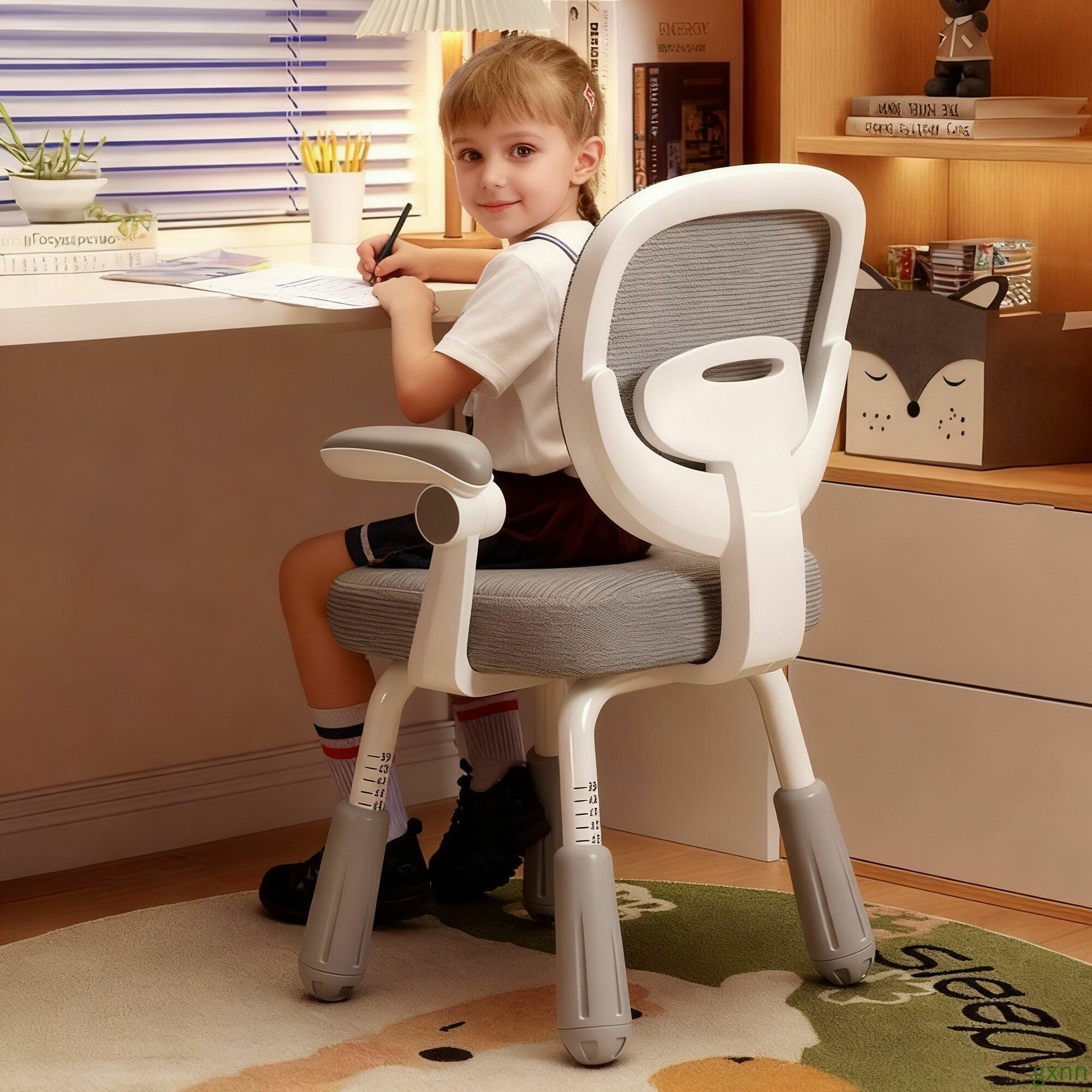 Стул для ученика начальной школы/прочный и устойчивый/может подниматься и опускаться/защищает поясничный отдел позвоночника