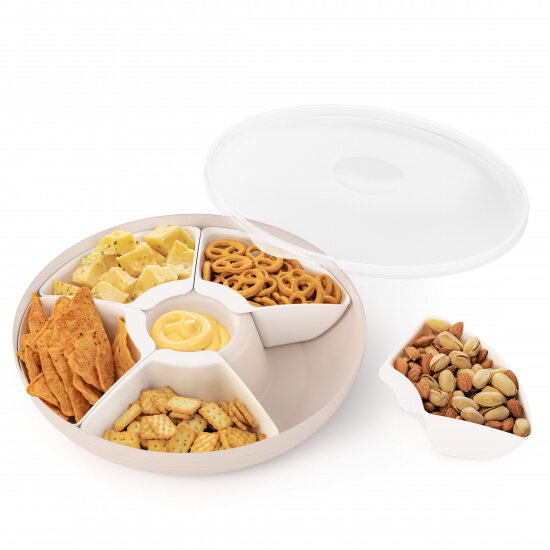 Менажница оазис 5 секционная С крышкой бежевый 295*285*60 альтернатива