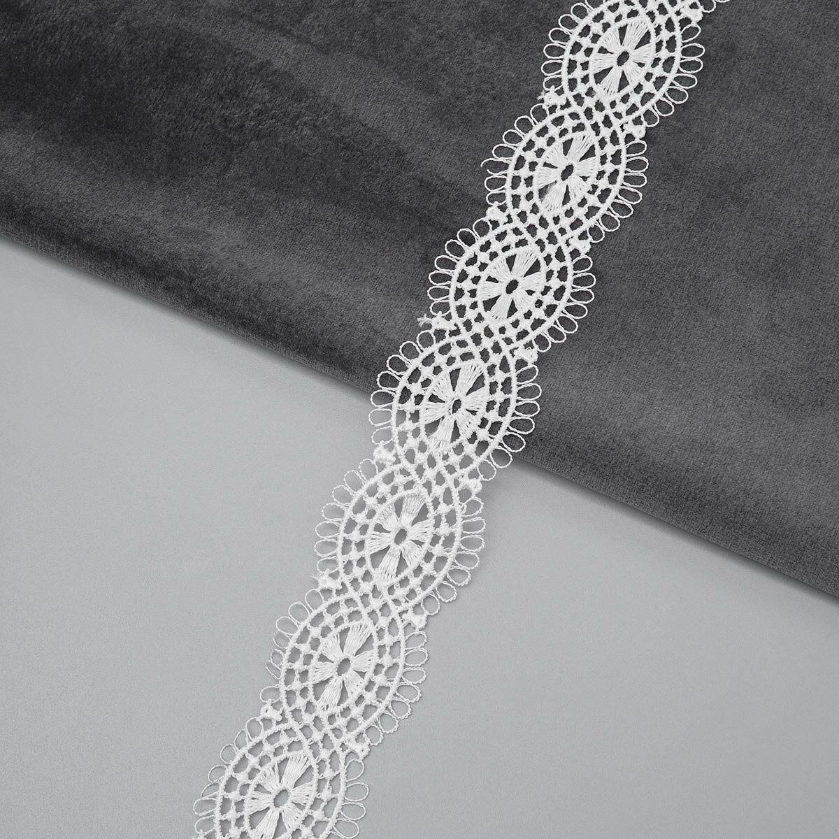3Al184 Кружево для рукоделия гипюр 3,5см*13,72м (белый), 13.72 м