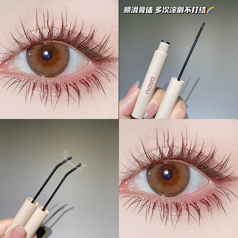 NOVO Тушь для ресниц Удлиняющая и завивающая праймер Водонепроницаемая Потостойкая Долговечная Несмываемая Не выцветающая Тонкая кисточка Четкое определение
