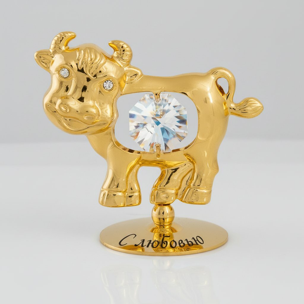 Фигурка на подставке Бык с надписью - С любовью A13318 Crystal Temptations, Металл, кристалл