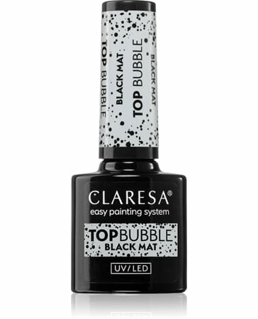 Лак для ногтей Claresa UV/LED Top Bubble, черный матовый, 5 г