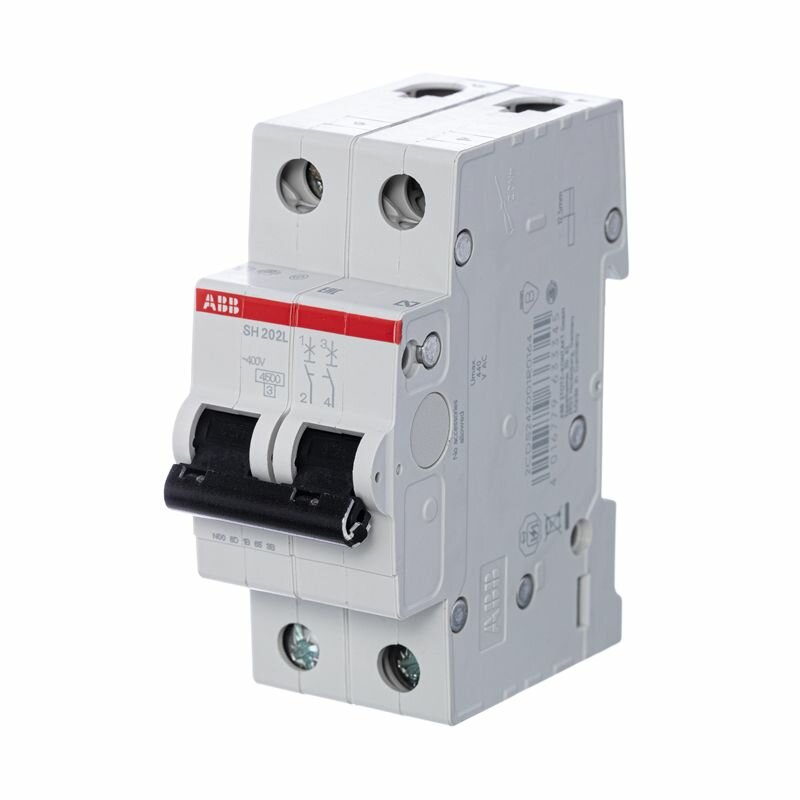 Автоматический выключатель ABB SH202L 2P 20A C 4.5кА двухполюсный для защиты бытовых и коммерческих линий
