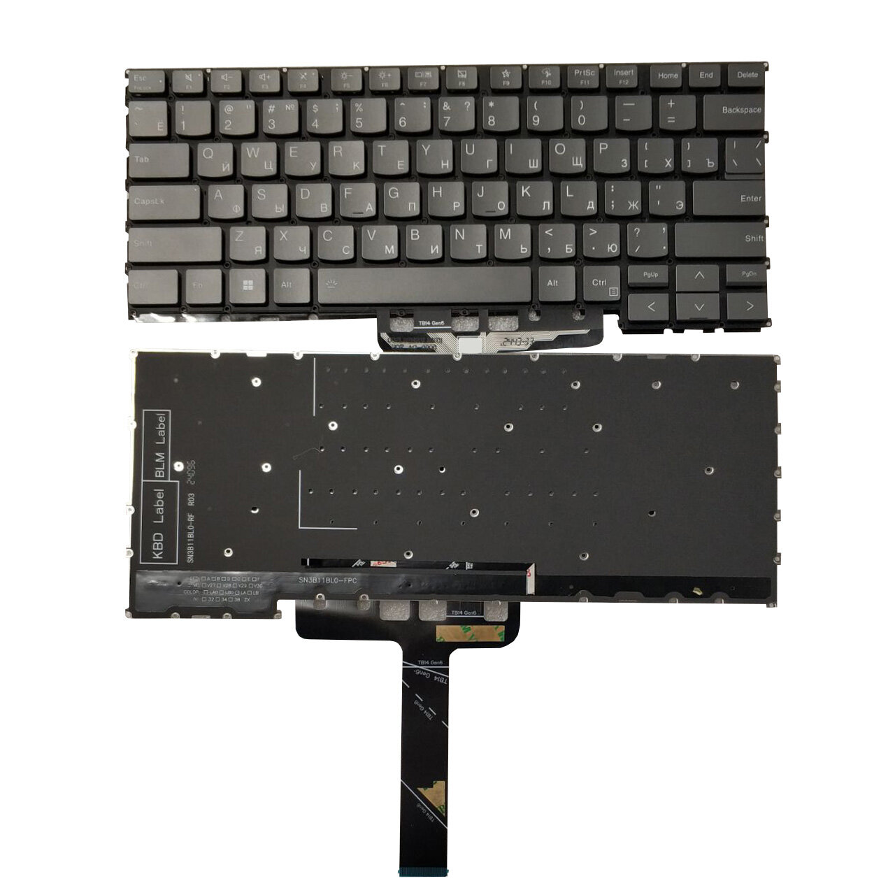 Клавиатура для ноутбука Lenovo Thinkbook 14 G6 IRL, AB 2023 серая, с подсветкой