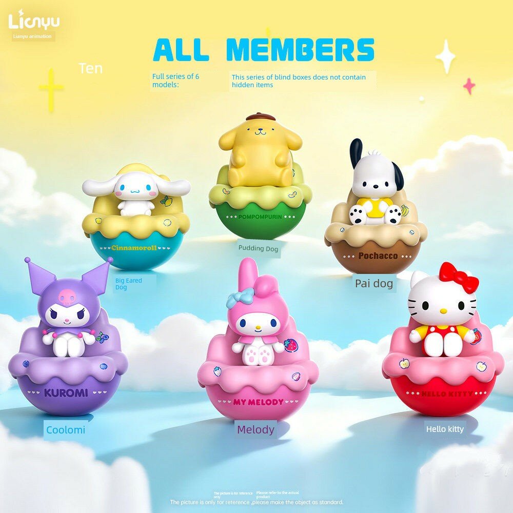 Официально лицензированные фигурки Sanrio Roly-Poly в слепых коробках: Hello Kitty, My Melody, Cinnamoroll,