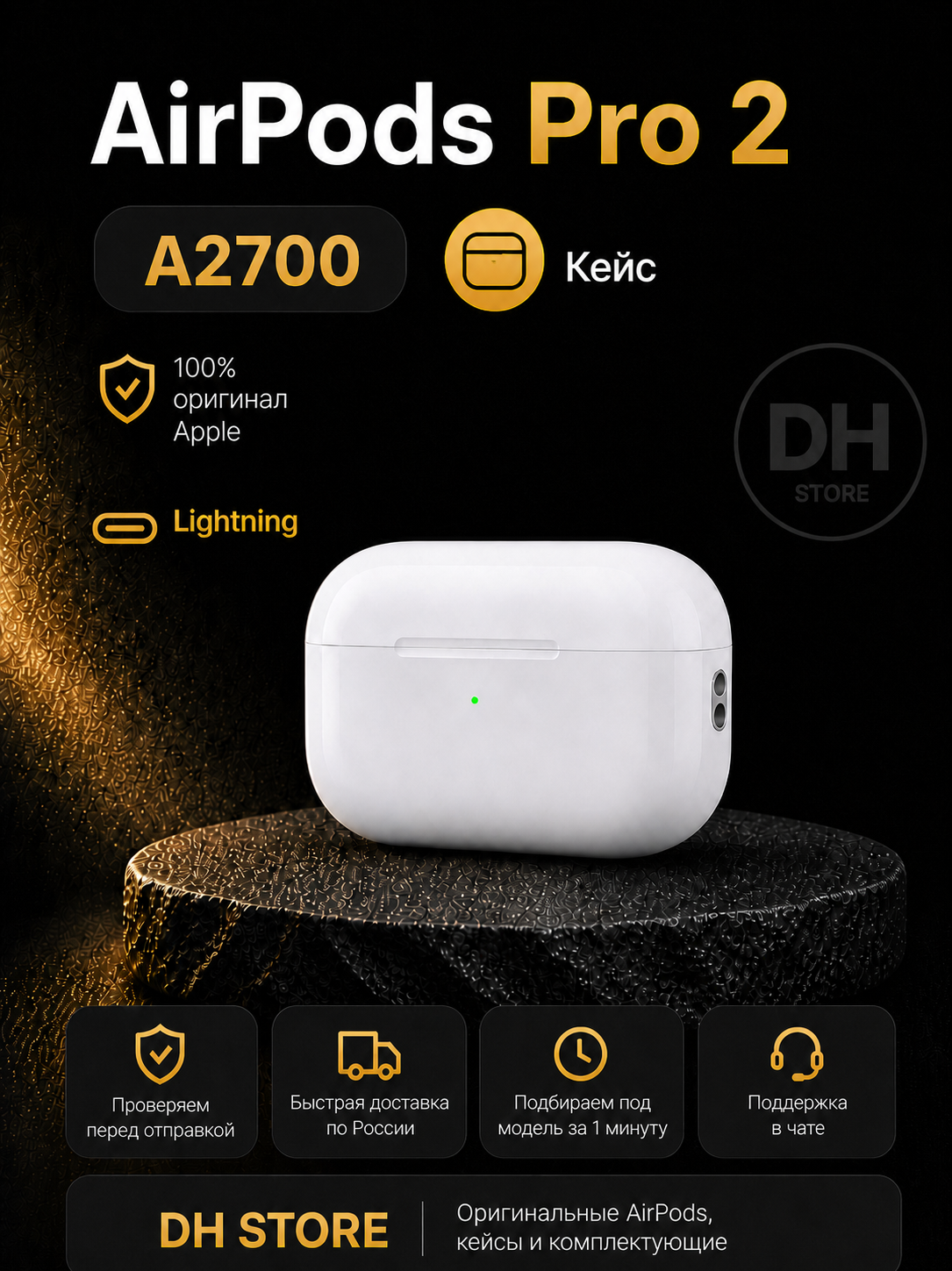 Apple AirPods Pro 2 поколение Lightning кейс A2700 купить оригинал отдельно