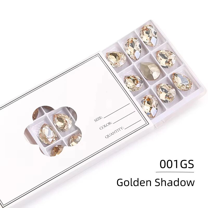 Стразы-капельки PIPATIAN 13x18mm, Golden Shadow, 10шт