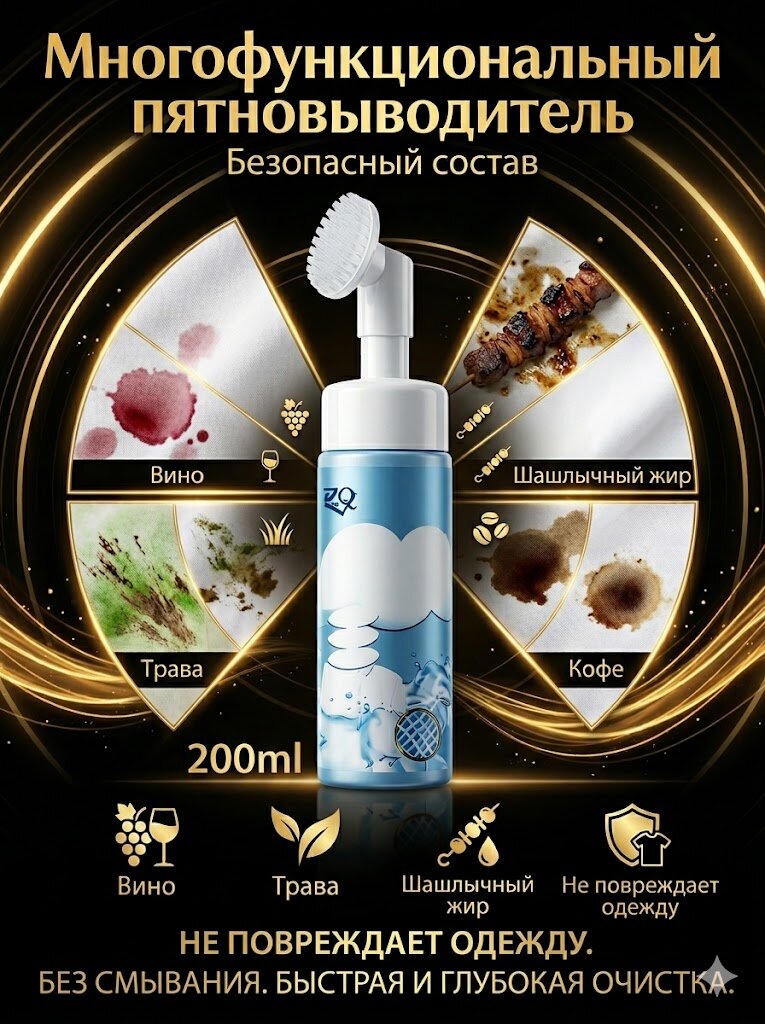 Очиститель для пуховиков и курток - спрей от пятен и грязи 200 мл | Быстрая очистка за 2 минуты