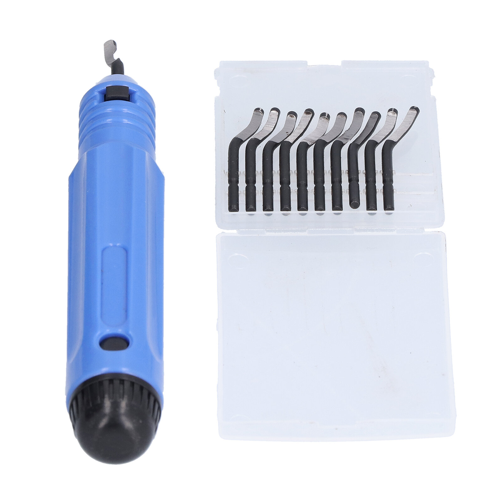 Комплект ручного инструмента для снятия заусенцев и фаски, режущие лезвия из сплава для замены, триммер-скребок: 1 шт. триммер-скребок, 10 шт. лезвий, 1 шт. контейнер для хранения