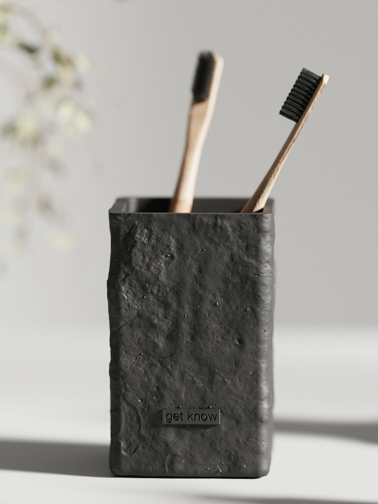 Стакан для зубных щёток Стоун-1 черный, стакан для ванной комнаты