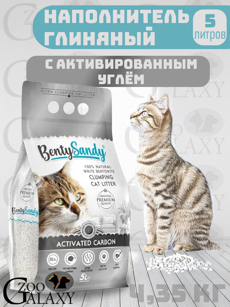 BentySandy Activated Carbon наполнитель комкующийся с углем 5 л