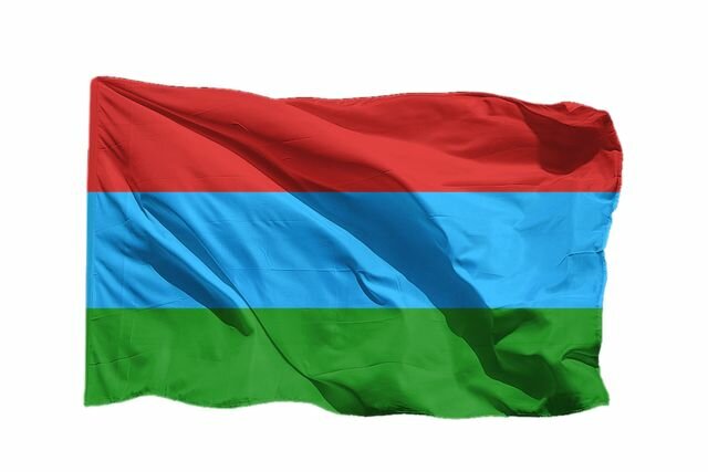 Флаг Республики Карелия на сетке 100х150 см для уличного флагштока