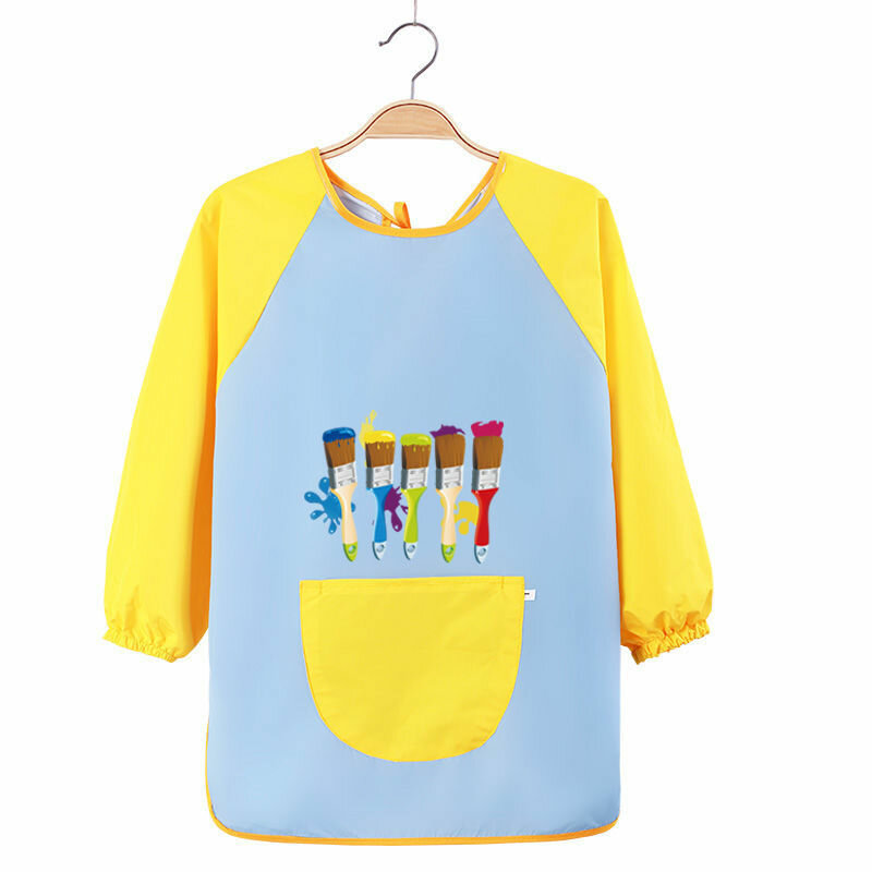 Комбинезон для рисования, непромокаемый, размер L, синее тело и желтые рукава