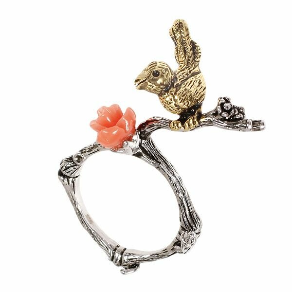 Кольцо тонкое, серебро, 925 проба, родирование, коралл