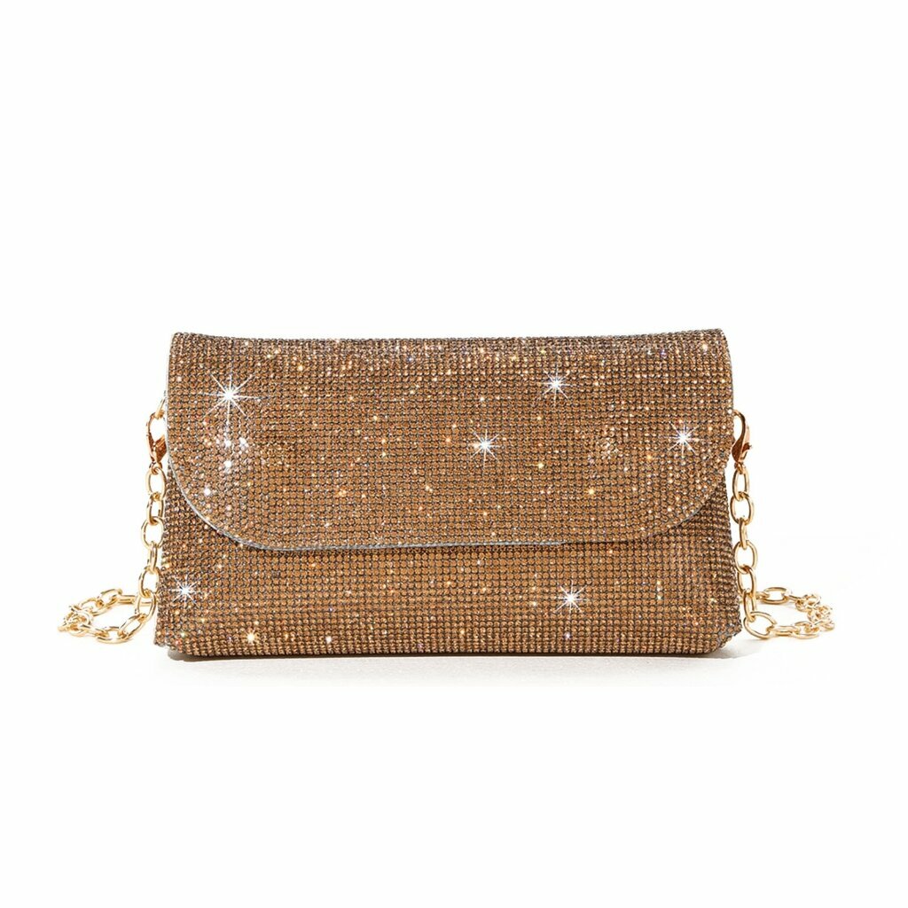 Мини-Пакет Для Ужина из Искусственной Кожи с Бриллиантовым блеском-Коричневый-2301