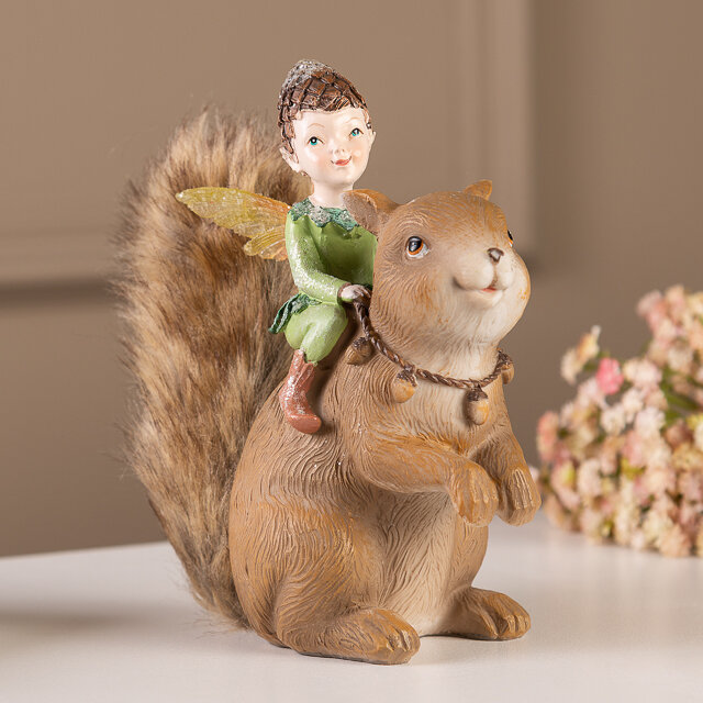 Декоративная фигурка Эльф Рамон верхом на бельчонке 19 см, Kaemingk, 531097-1