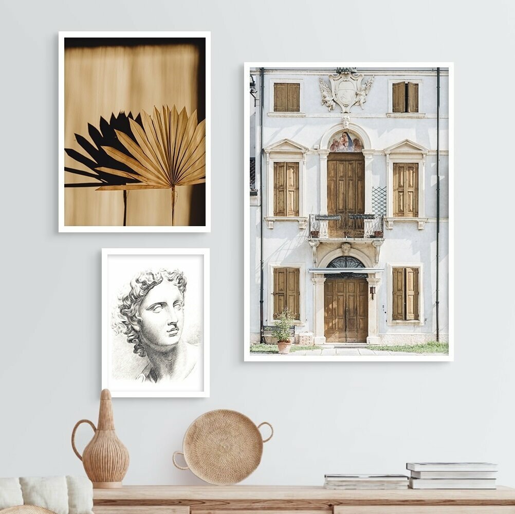 Постер 3 шт без рамки "Апполон, древняя архитектура" набор картин для интерьера