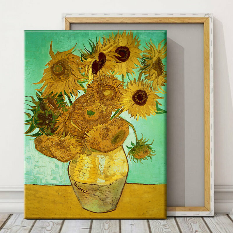Картина на холсте 50х70 см "Репродукция Подсолнухи Ван Гог", на стену для интерьера