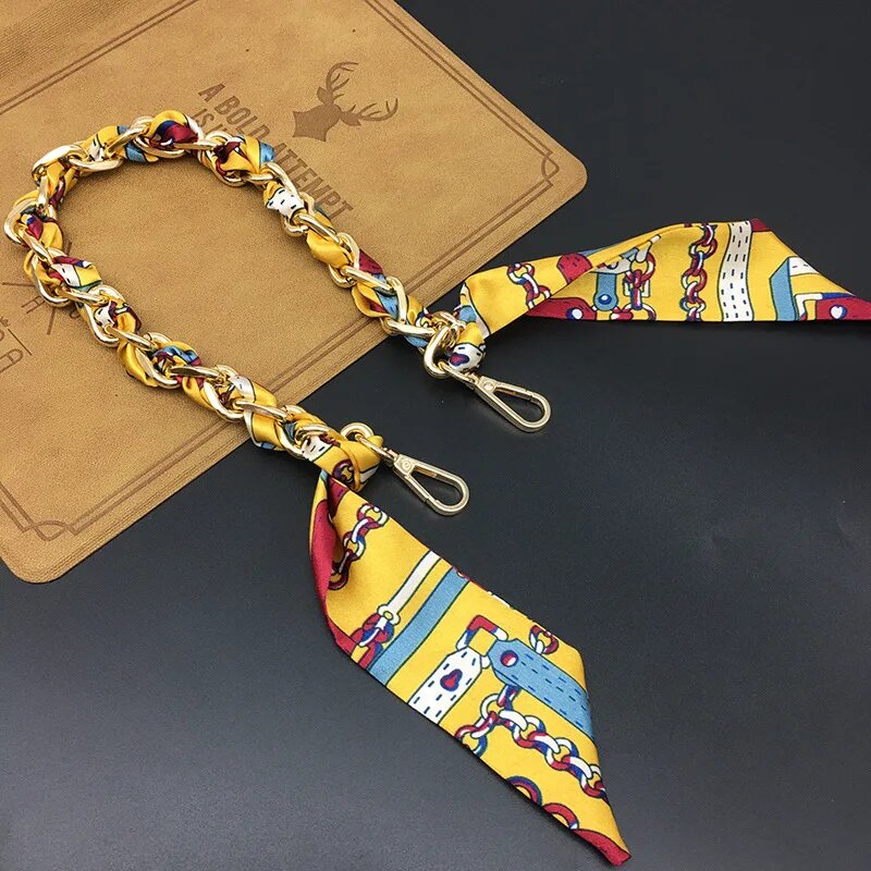 Шелковый шарф, лента, аксессуары для сумок, цепочка, модный шарф, женская сумка, Декор, бант, 15