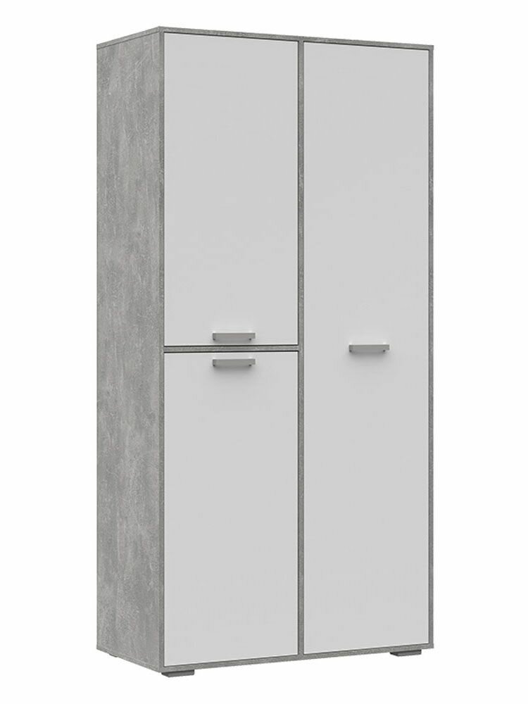 Распашной шкаф для одежды и хранения вещей Амбер с полками, со штангой, 100х50.4х202 см, Ателье светлый / Белый