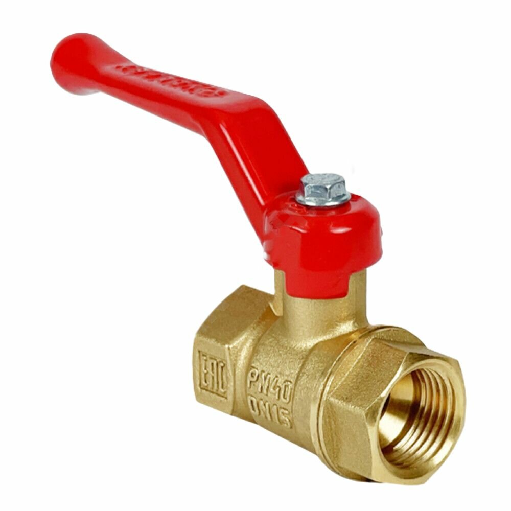 Кран шаровой латунь 11Б27фт1М Ду 15 Ру40 ВР рычаг красный VALFEX VF.214. LR1.012. N/P59