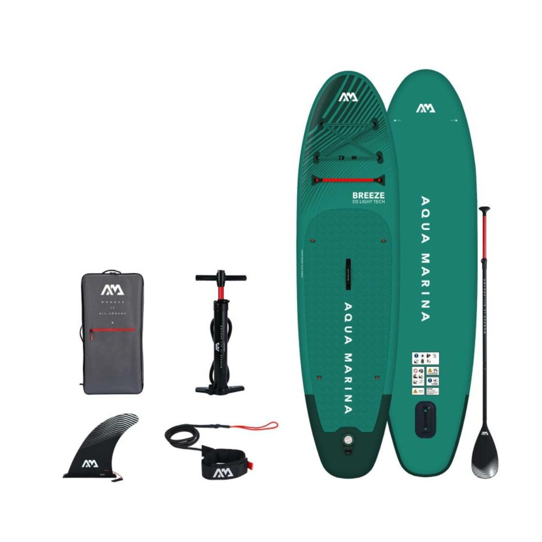 Надувная SUP-доска Aqua Marina Breeze (BT-23BRP), 300×76×12 см, грузоподъёмность 100 кг, зеленый