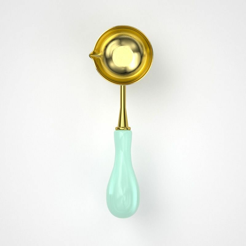 Ложка для плавления сургуча и воска бирюзовая. Для сургучной печати металлическая