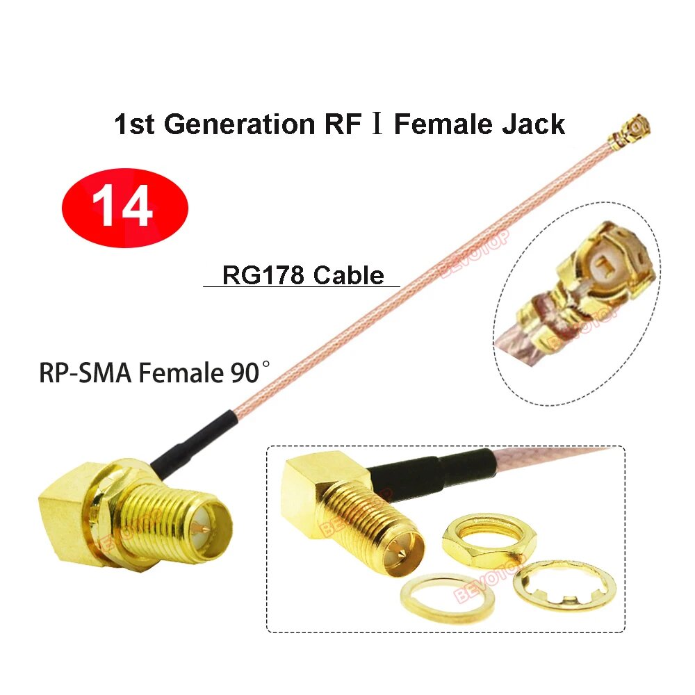 BEVOTOP RG178 SMA кабель для антенны 10CM, RPSMA F90 to RF1 F