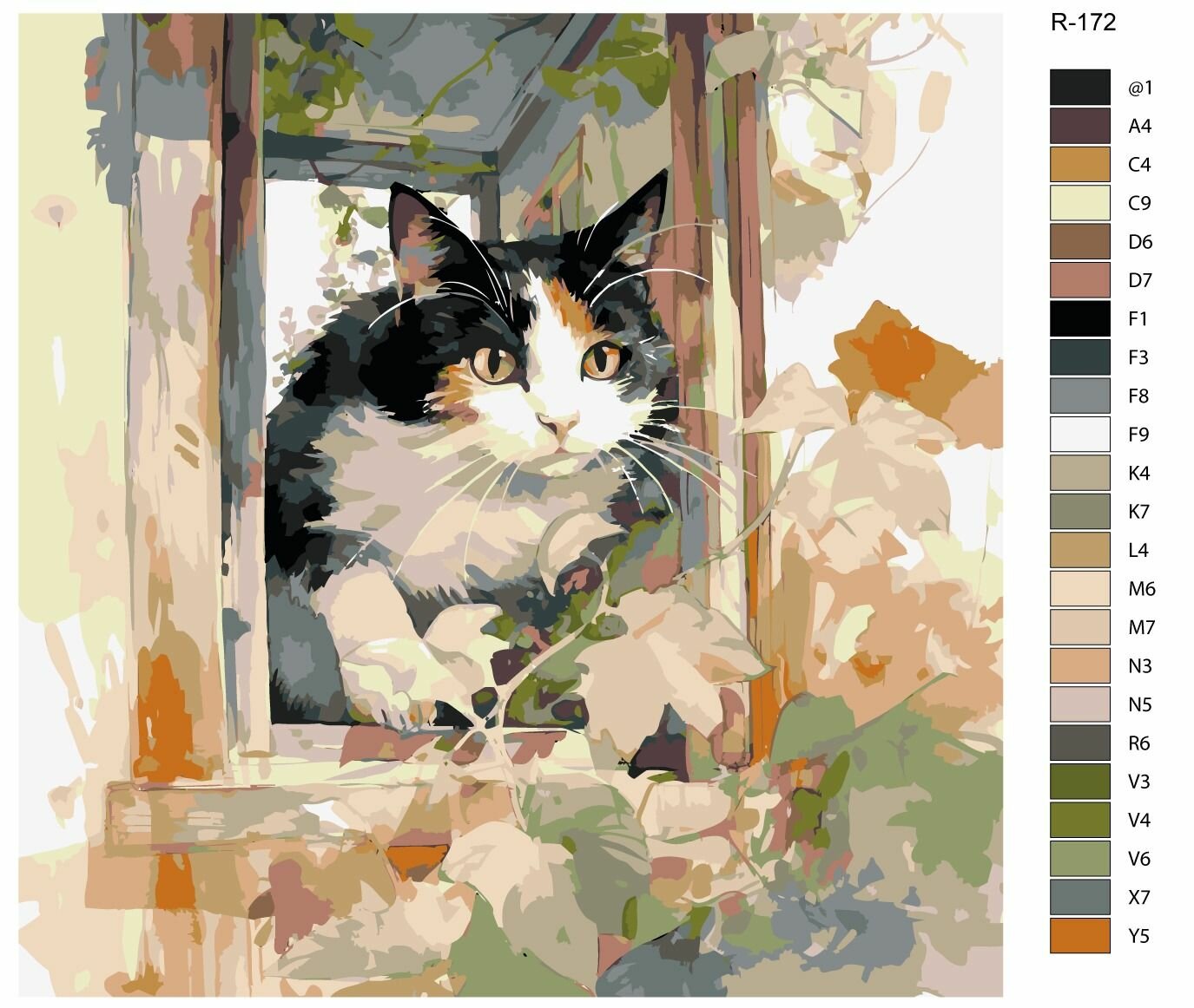 Картина по номерам R-172 "Любопытный кот" 70x70 см