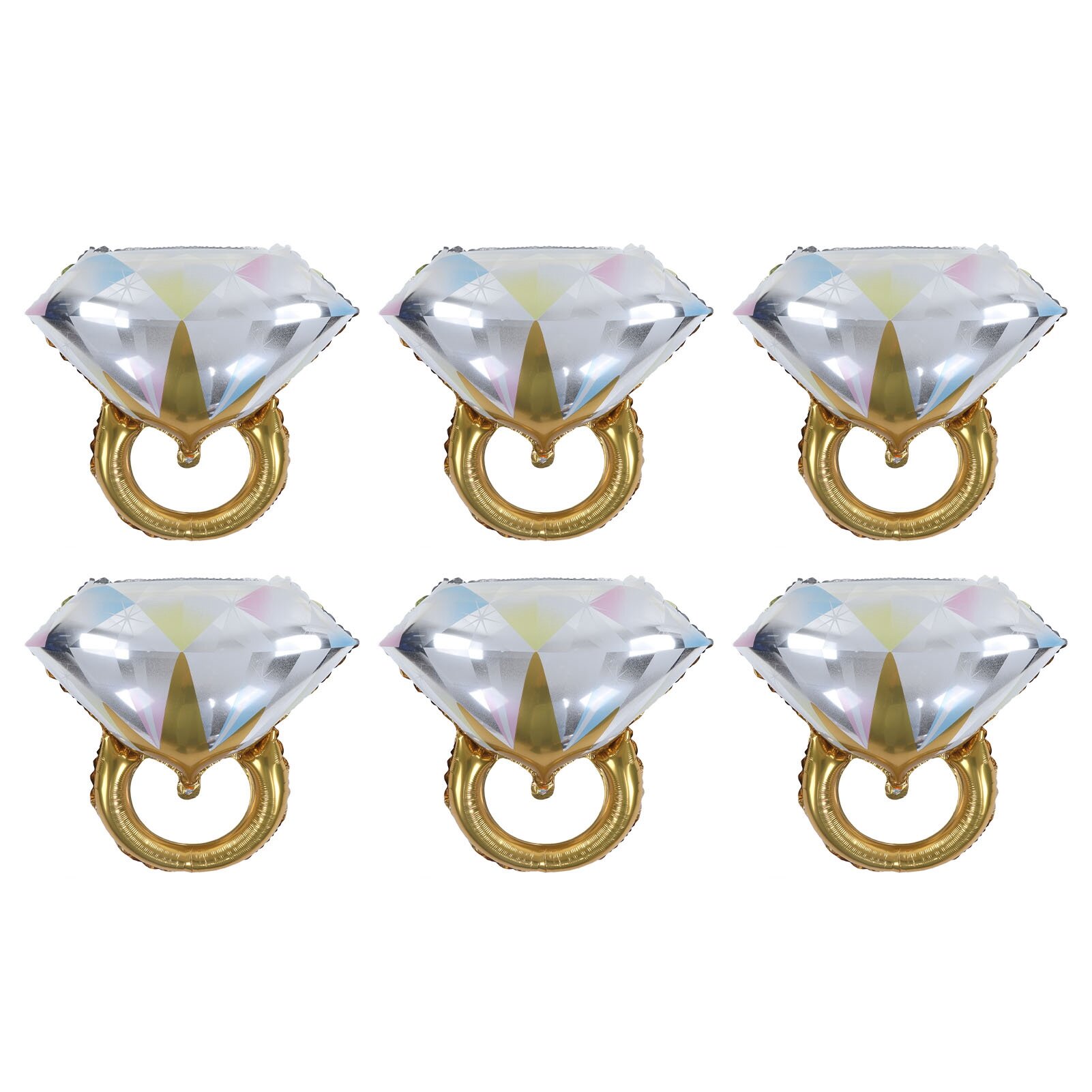 6 шт. Воздушный шар с бриллиантовым кольцом из алюминиевой фольги Сферические воздушные шары с бриллиантовым кольцом для свадебного душа Свадебная помолвка Декоративные воздушные шары Золото