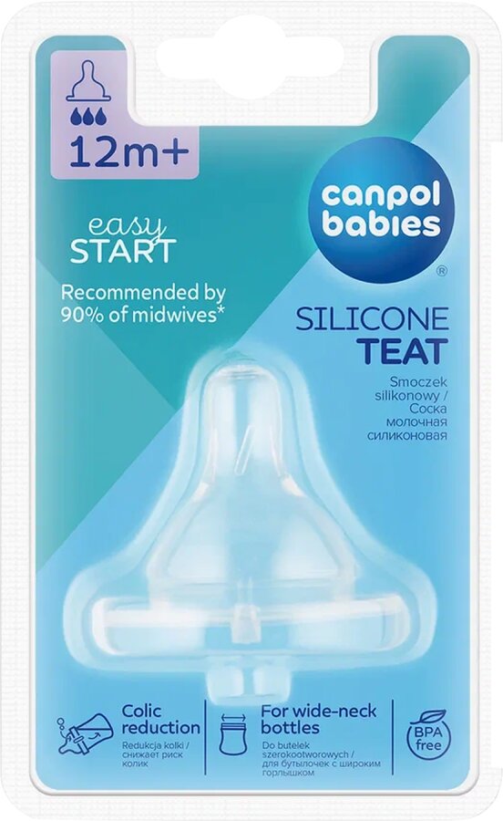 Соска для бутылочек с широким горлом CANPOL BABIES EasyStart, силиконовая антиколиковая, с быстрым потоком, с 12 месяцев, Арт. 21/722