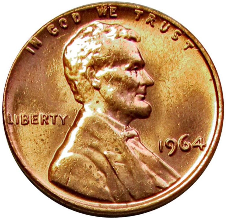 1 цент 1964 США, Без буквы мон двора, UNC