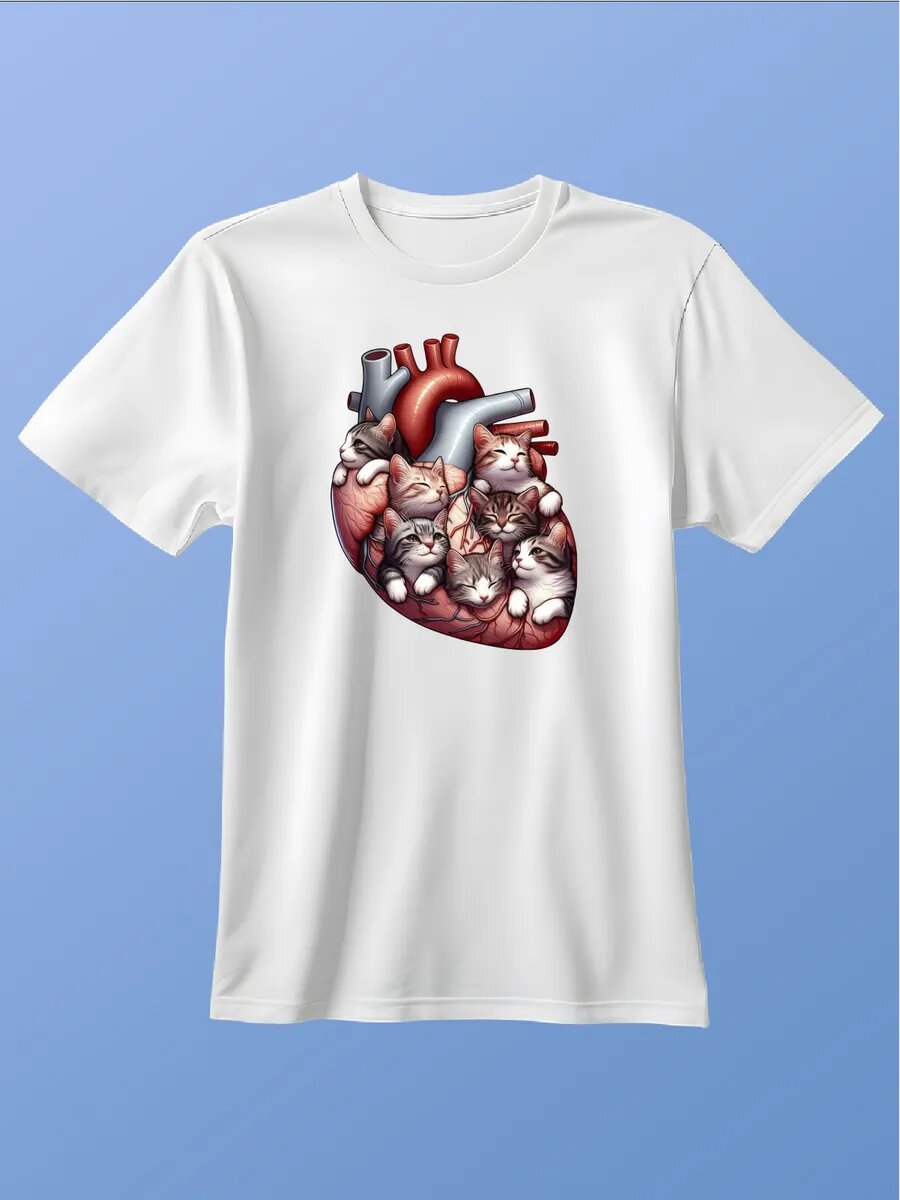 Футболка котики с сердцем