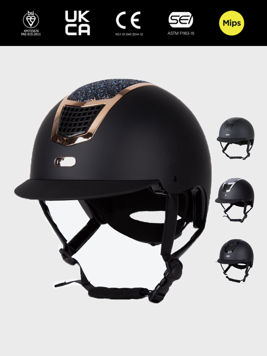 Шлем RIF, для конного спорта, регулируемый, золотой с розовым, 54-56 размер