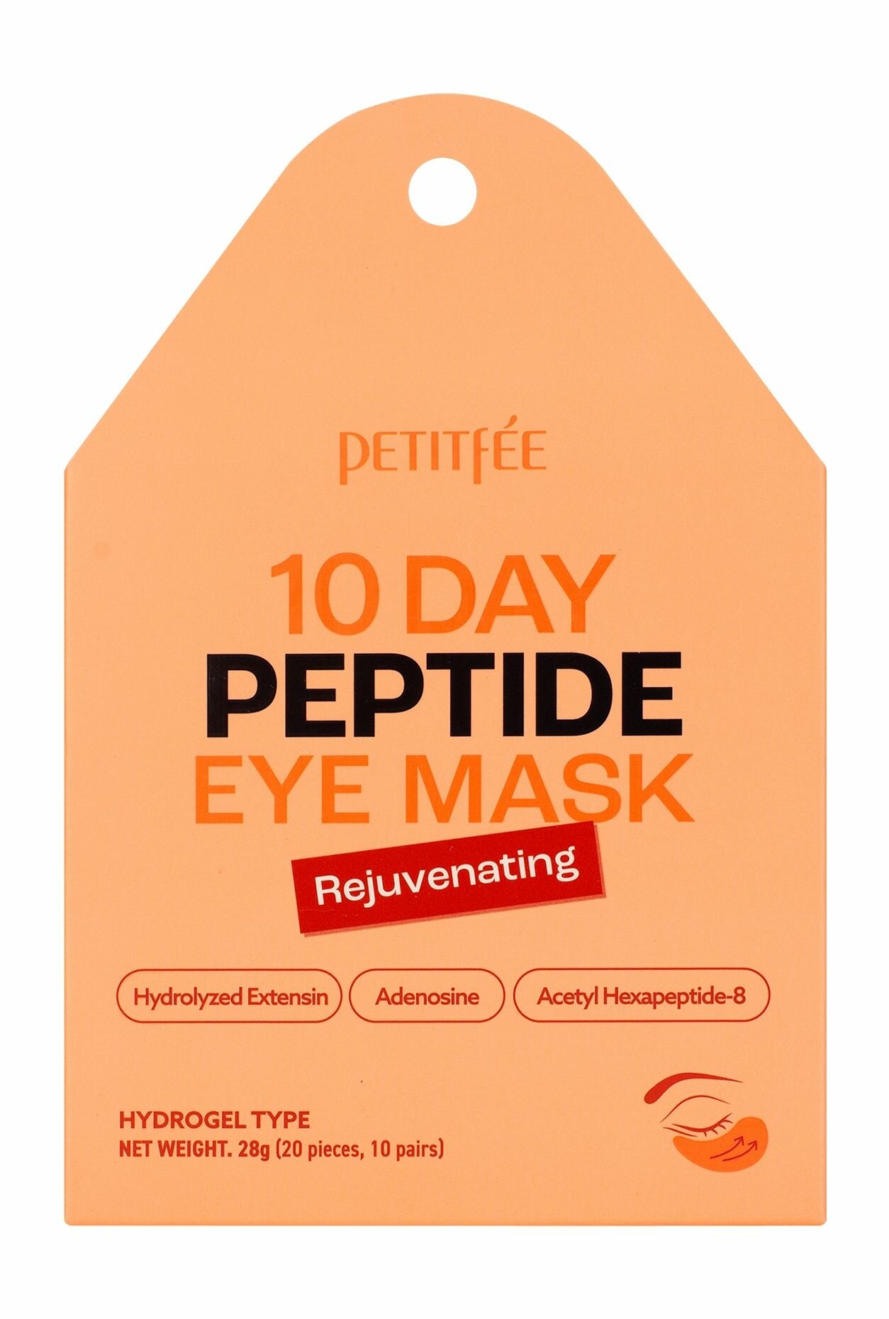 PETITFEE Патчи гидрогелевые омолаживающие гидрогелевые патчи для области вокруг глаз с пептидами, 28 г