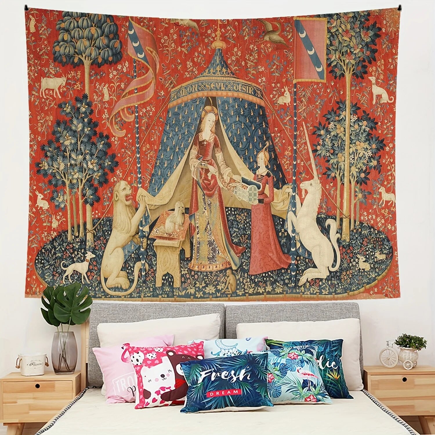 Средневековый гобелен с королевской сценой 70X100(9573)cm