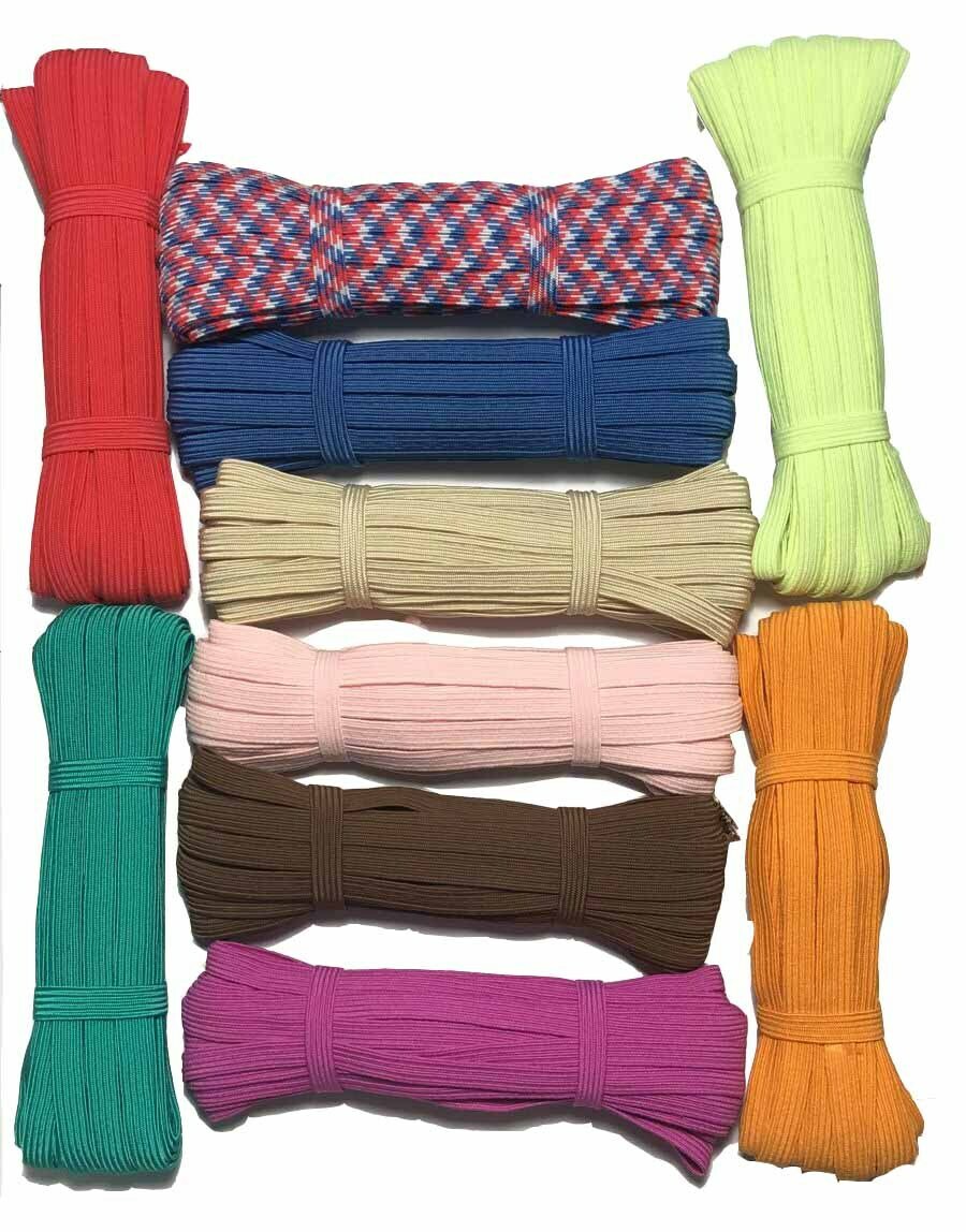 Резинка бельевая эластичная в наборе, 10 шт./ тесьма эластичная/ резинка продежка/ длина 10 м, ширина 10 мм; цвет в ассортименте