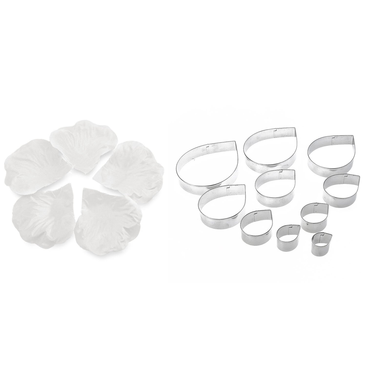 1000 шт. искусственных шелковых лепестков роз, конфетти, украшение для вечеринки и 10 шт. формочек для торта из помадки из нержавеющей стали, лепестки роз