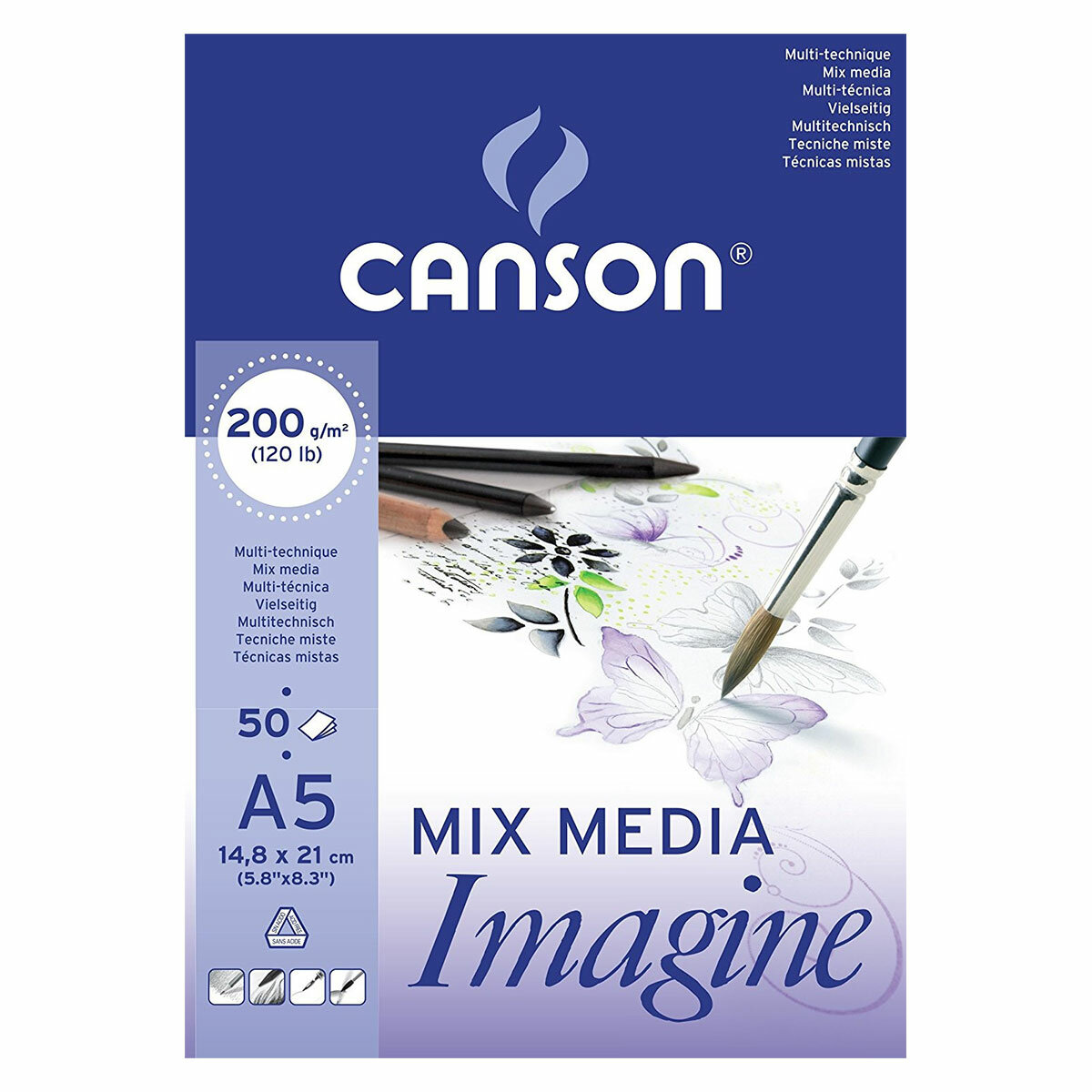 Canson Imagine Альбом графики 200 г/м² 14.8×21см склейка с одной стороны 50 л C200006009-XZ95