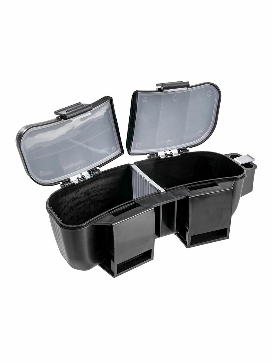 Коробка для приманок и наживки Premier поясная 25.5х11х9.5 см, 2 отдела, черная